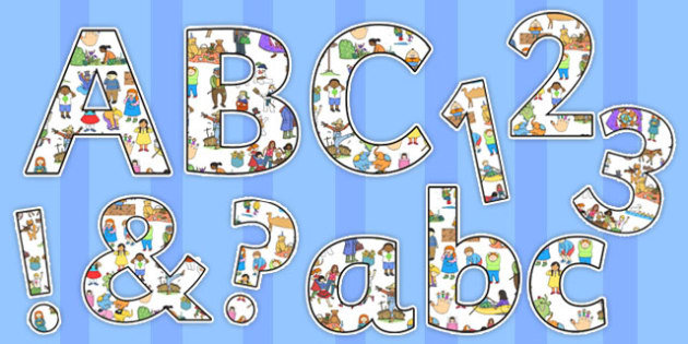 English nursery rhymes display lettering | Twinkl