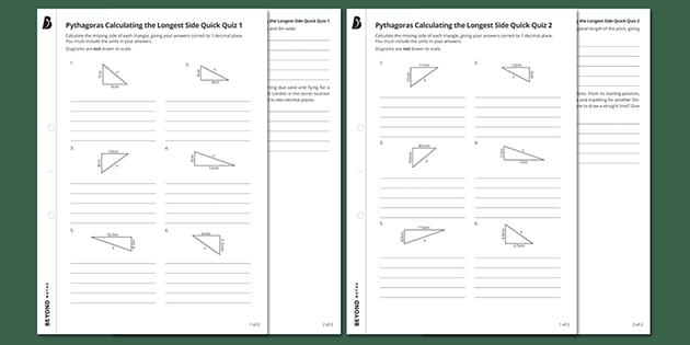 👉 Pythagoras Calculations Quick Quizzes | KS3 Maths | Beyond