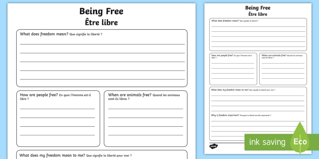 Being Free Worksheet English/French