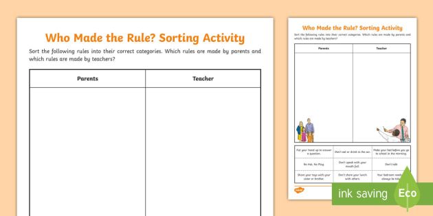 Who Made the Rule? Word Sorting Worksheet (teacher made)
