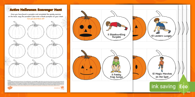 Active Halloween Scavenger Hunt (teacher made)