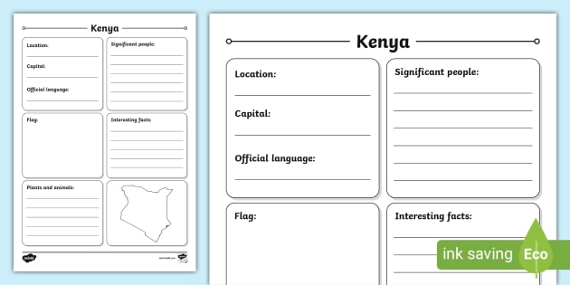 * NEW * Kenya Fact File template KS1 (teacher made)