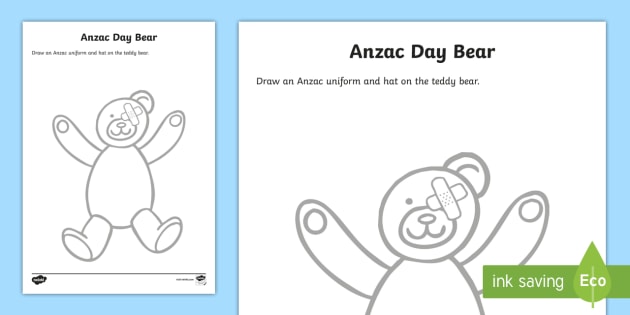 Design an Anzac Uniform for the Teddy Bear Worksheet