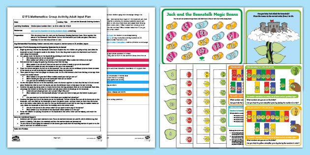 EYFS Maths: Jack and the Beanstalk Ordering Numbers Group Activity Adult