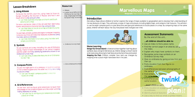 FREE! - Map Reading Planning Overview - Year 5 Geography