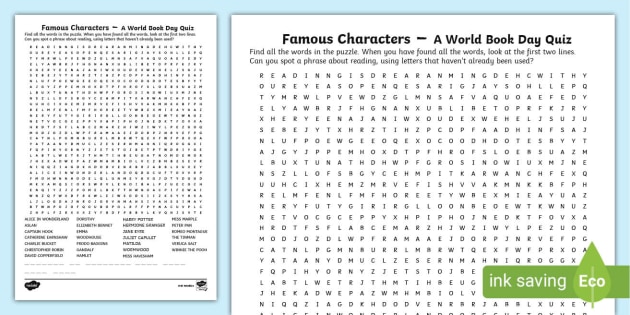 Famous Characters Word Search (teacher made)