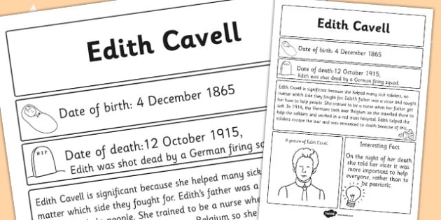 Edith Cavell Significant Individual Fact Sheet - fact sheet