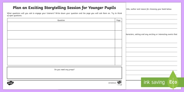 Plan a Storytelling Session Worksheet / Worksheet