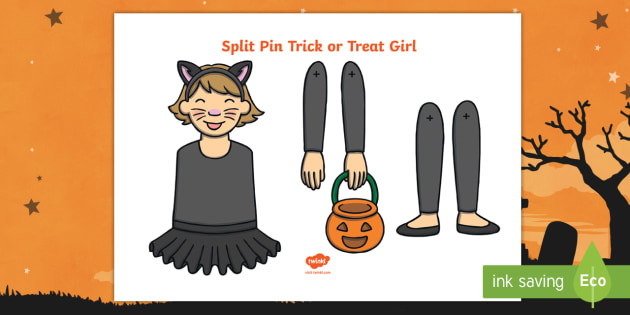 Split Pin Tick or Treat Girl Activity (teacher made)