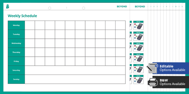 Weekly Schedule | Return to School | Beyond (teacher made)