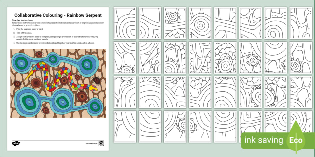 Rainbow Serpent Collaborative Colouring (teacher made)