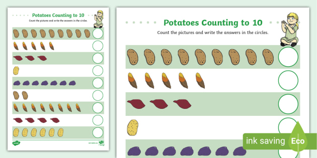 👉 Potatoes Counting Sheet 1-10 (teacher made)