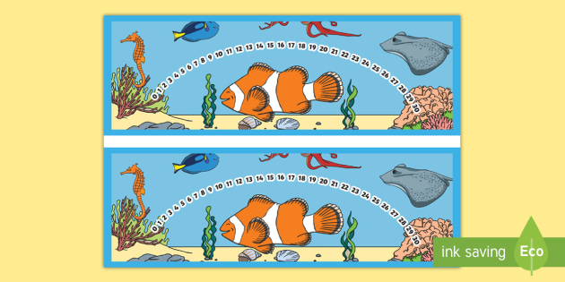 Under the Sea Curved 0 to 30 Number Line