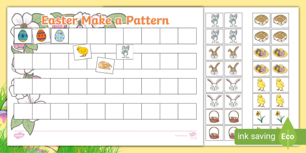 Easter Themed Make A Pattern Worksheets