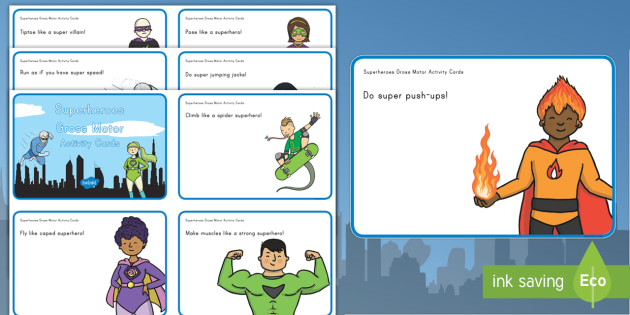 Superheroes Gross Motor Activity Cards (teacher made)