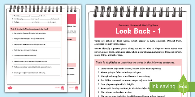 Grammar Homework Week Eighteen (teacher made)