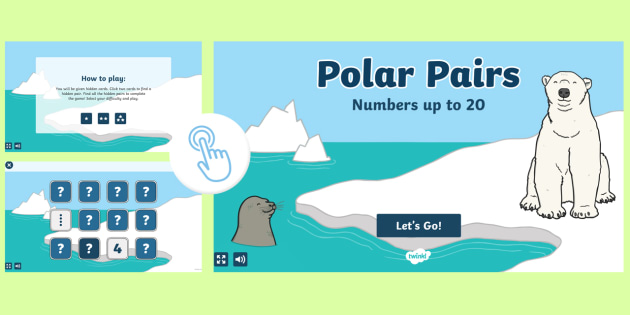Polar Pairs: Numbers up to 20 Game (teacher made)