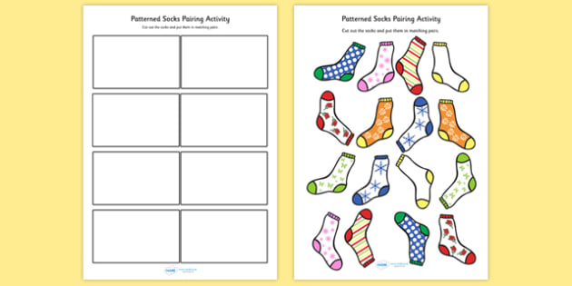 Patterned Socks Pairing Activity (teacher made)