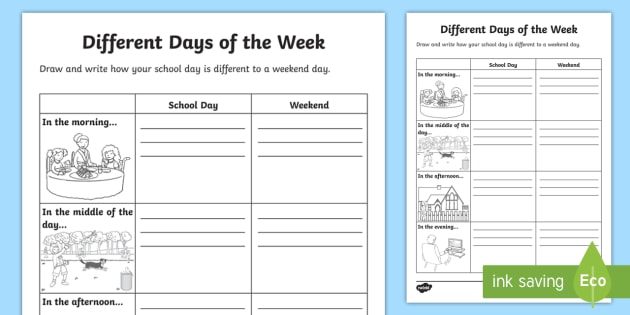 Foundation Comparing Days of the Week Worksheet / Worksheet