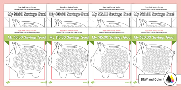 Piggy Bank Savings Tracker Activity (teacher made)