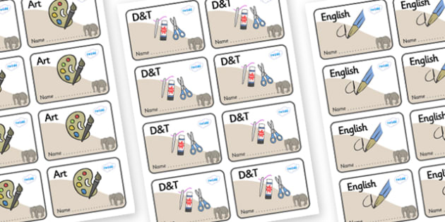 Elephant Themed Editable Book Labels