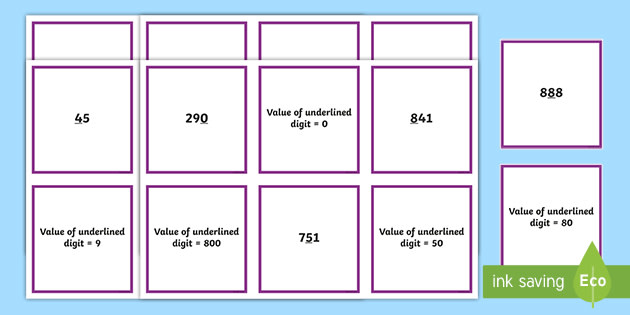 Place Value Matching Cards