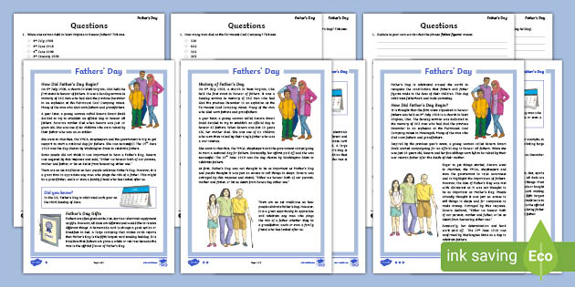 Father's Day Differentiated Reading Comprehension Activity