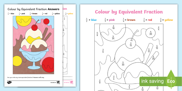 👉 LKS2 Summer-Themed Colour by Equivalent Fractions