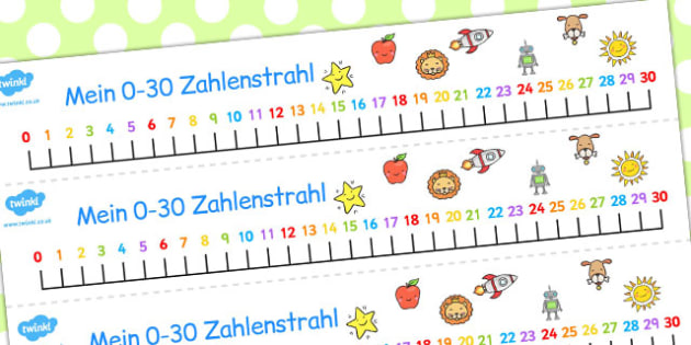 German Number Line 0-30