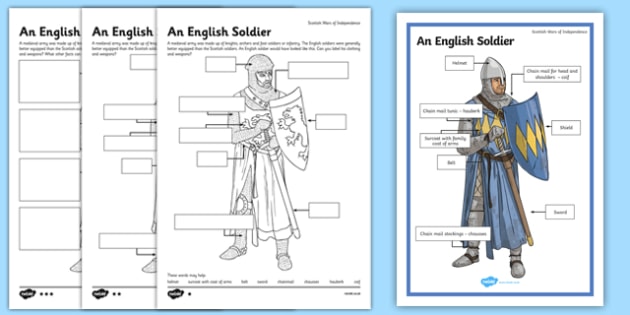 An English Soldier Poster and Differentiated Worksheets - CfE