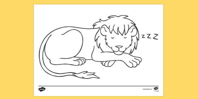 FREE! - Sleeping Lion Colouring Sheet - Creative Activity for Kids