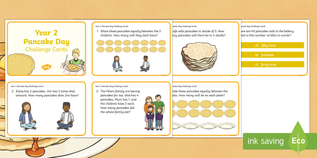 Year 2 Pancake Day Maths Challenge Cards (teacher made)