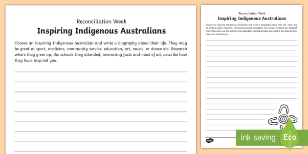 National Reconciliation Week Indigenous Australian Biography Writing