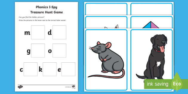 Phonics Phase 2 m d g o c k e I-Spy Treasure Hunt Game
