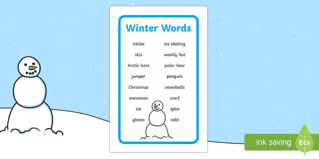Winter Topic Vocabulary Prompt Frame - ESL Winter Vocabulary