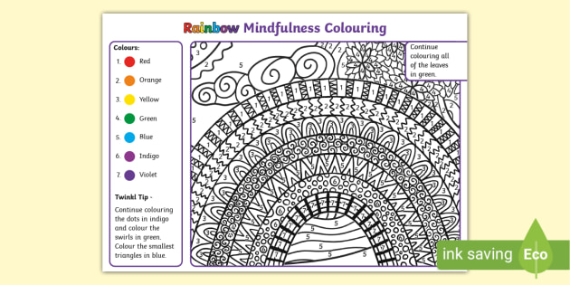 FREE! - Rainbow Mindfulness Colour by Number Activity (Advanced Colouring)