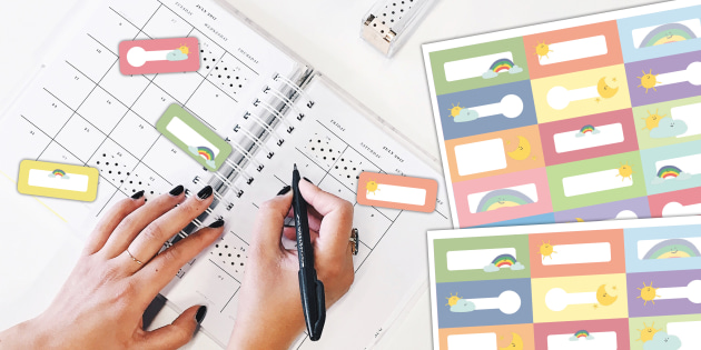 Rainbow Planner Stickers - Editable Labels (teacher made)
