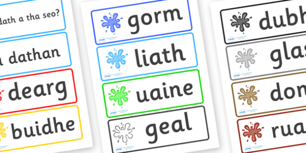 Scottish Gaelic Colour Word Cards (teacher made)