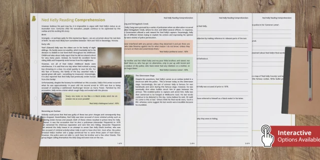 Ned Kelly Worksheet | Ned Kelly | History | Editing | Twinkl