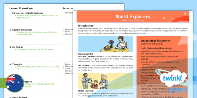 PlanIt HASS History Year 4 World Explorers Unit Overview