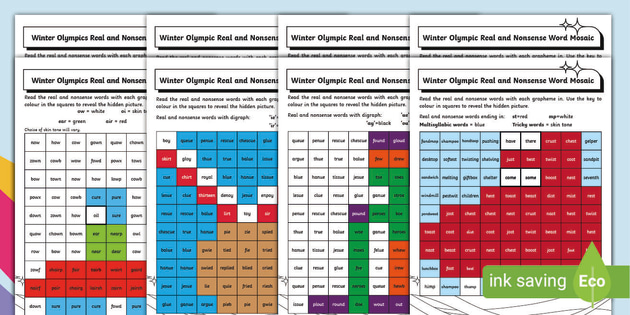 Winter Olympics Phonics Mosaics Phase 3-6 Activity Pack