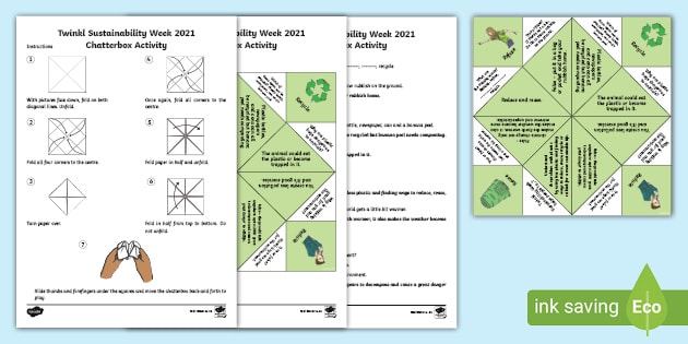 Twinkl Sustainability Week Chatterbox Fortune Teller