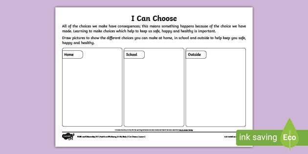 Health Education KS1 Making Healthy Choices Activity Sheet