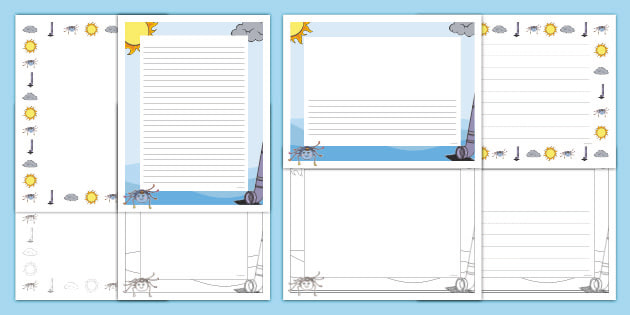 Blank and Lined Journal Writing Pages - The Itsy Bitsy Spider Border