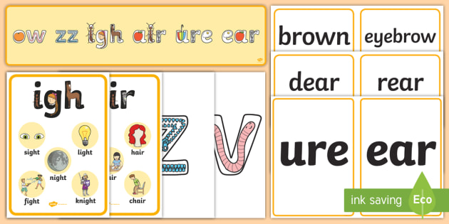 ow, zz, igh, air, ure, ear Phonics Display Pack