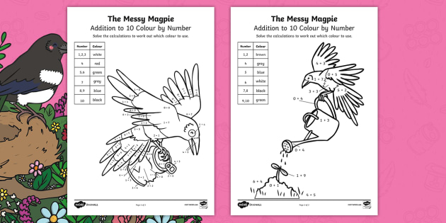 Addition to 10 Colour by Number (teacher made)