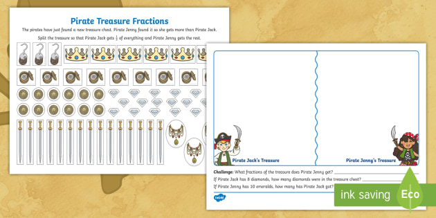 Pirate Treasure Fractions Find a Third Worksheet / Worksheet