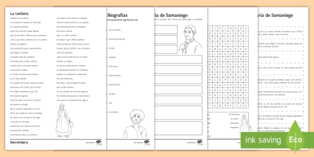Spanish Literature Lesson Pack to Support Teaching on 'La Lechera' by