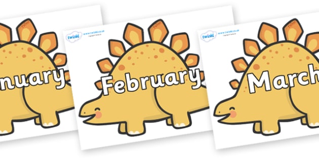 Months of the Year on Stegosarus Dinosaurs