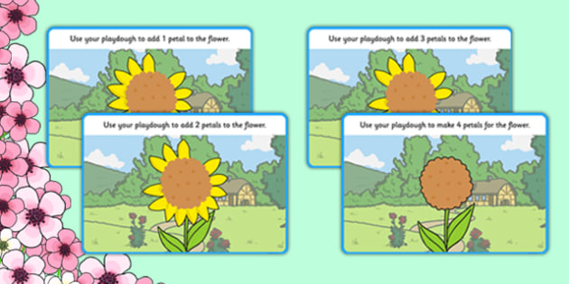Counting Petals Playdough Mats - Fine motor skills, malleable, spring ...